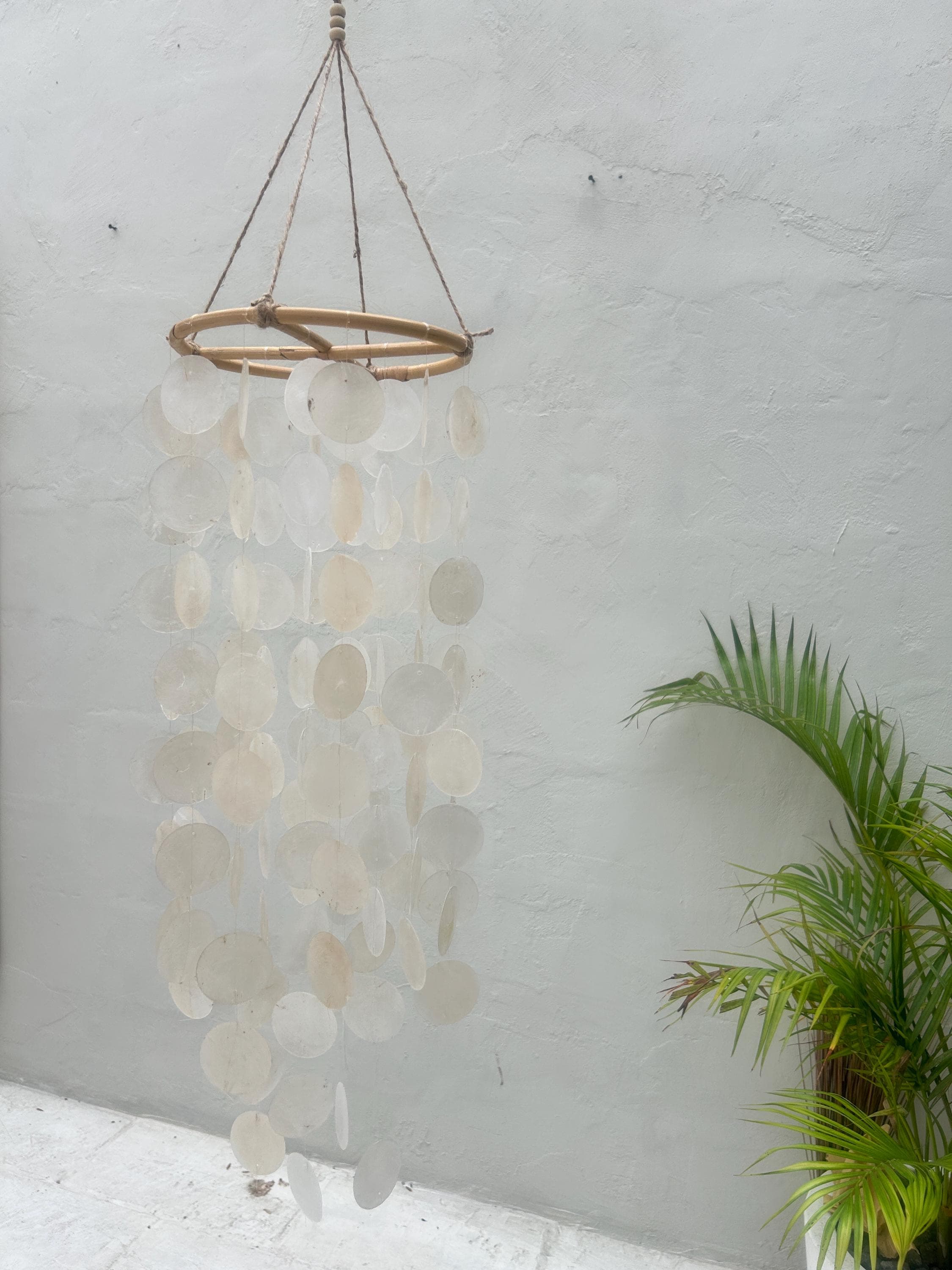 Large White Round Capiz Shells Wind Chime - Etsy