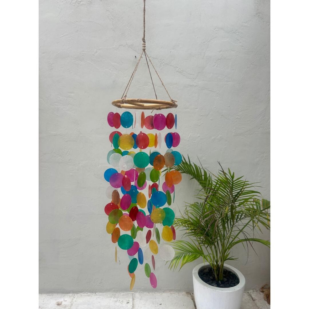 Large Rainbow Round Capiz Shells Wind Chime - Etsy