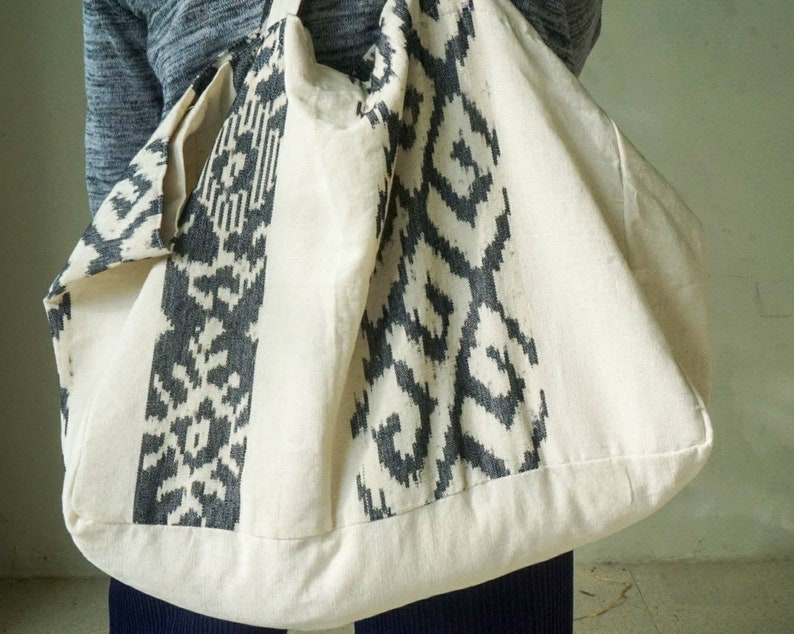 Handmade Cotton Tenun Ikat Tote Bag | Reusable Everyday Shoulder Bag - Etsy