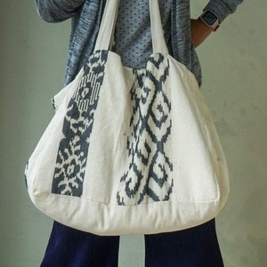 Handmade Cotton Tenun Ikat Tote Bag | Reusable Everyday Shoulder Bag - Etsy