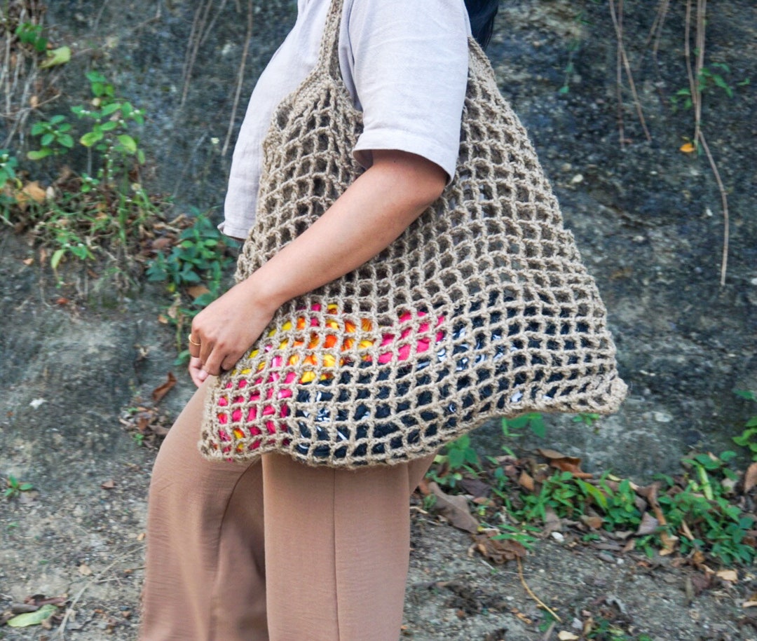 Jute Tote Net Bag | Jute Large Beach Bag | Jute Market Bag | Jute ...