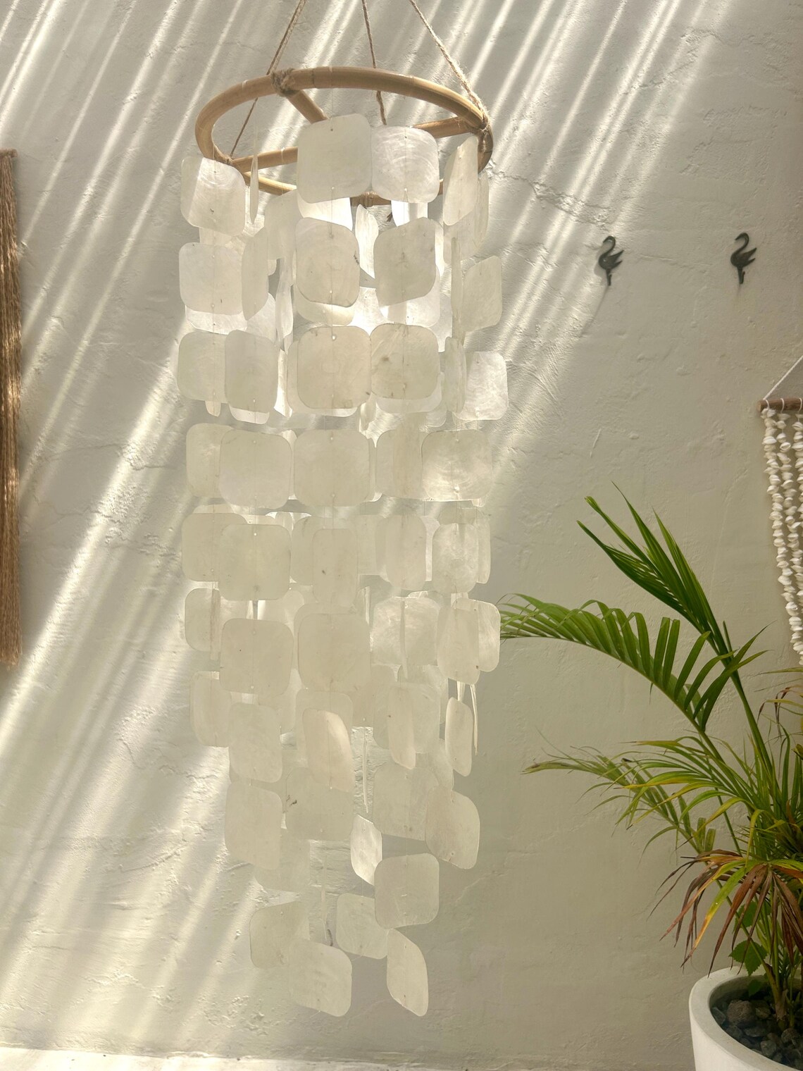 Large White Square Capiz Shells Wind Chime - Etsy UK