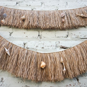 Hawaian Sea Shells Raffia Wall Hanging | Beach House Shell Wall Hanging ...
