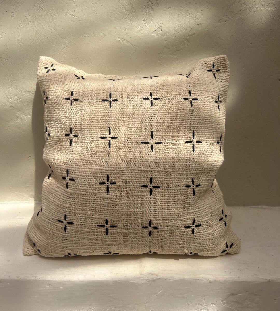 Style 2 BASIC Boho Hand Stitches Pillow Cover | White Bohemian Pillow ...