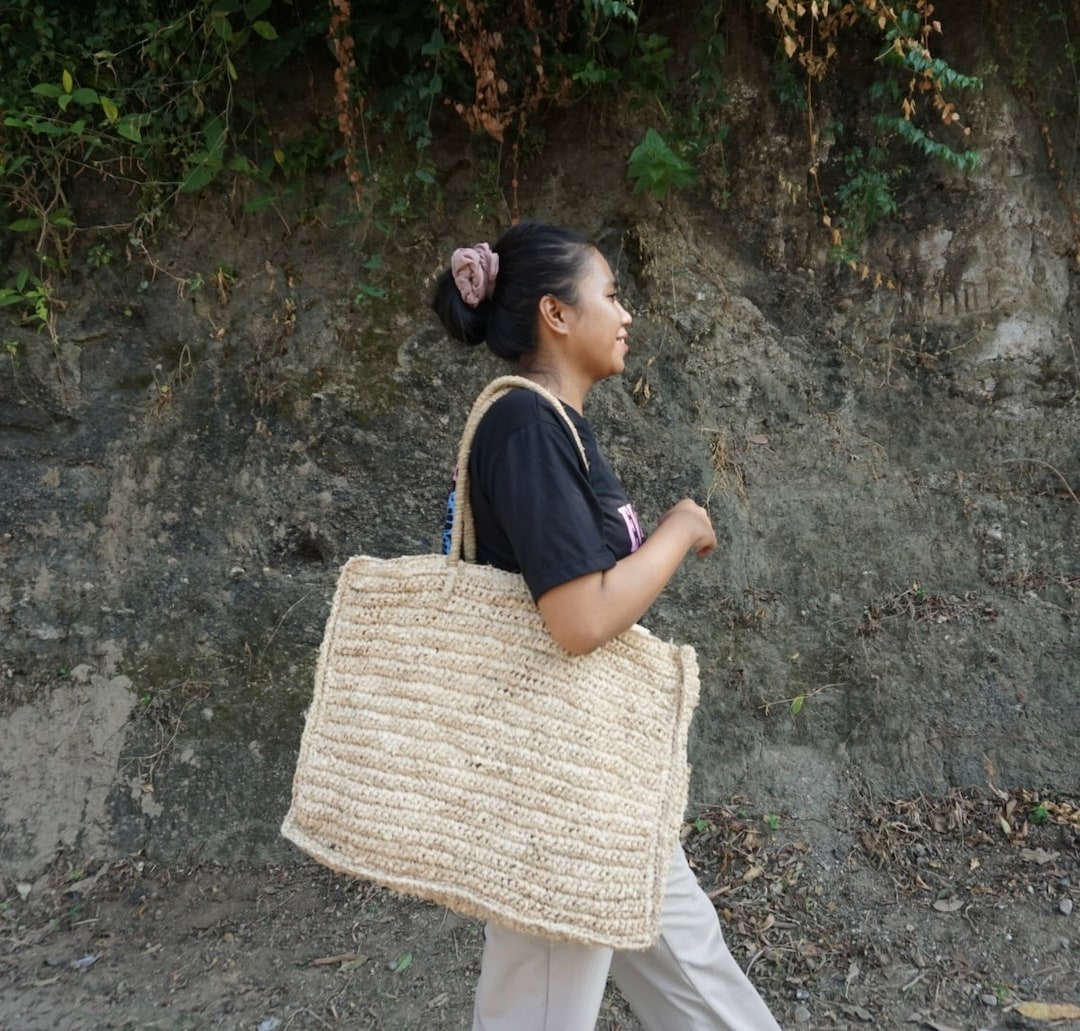 Large Raffia Crochet Bag | Large Beach Bag | Summer Beach Bag | Raffia ...