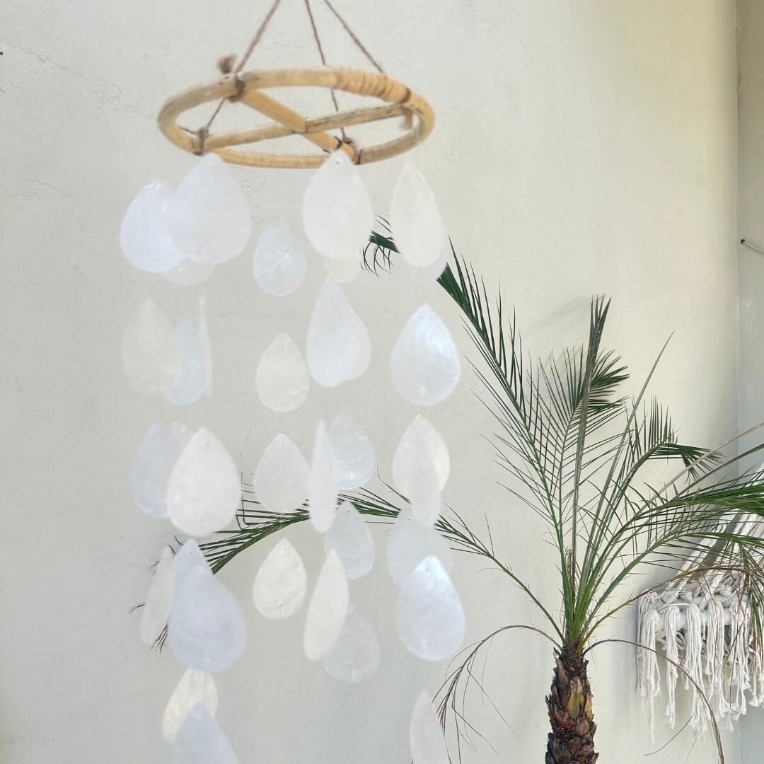 White Water Drop Capiz Shells Wind Chime - Etsy