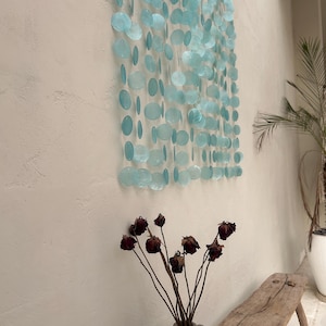 Sea Blue Capiz Shell Wall Hanging | Beach House Blue Shell Wall Hanging ...