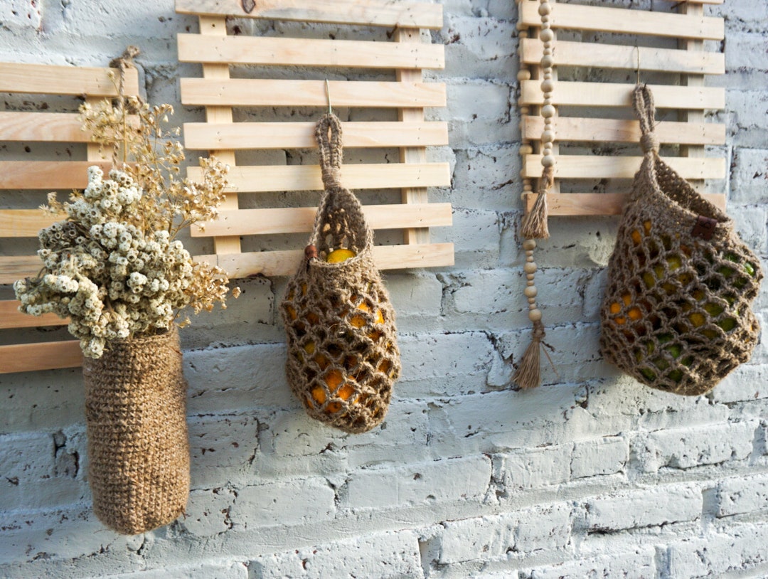 Jute Fruit Hanging Basket| Vegetable Jute Mesh Hanging Basket ...