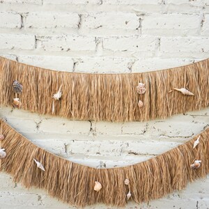 Hawaian Sea Shells Raffia Wall Hanging | Beach House Shell Wall Hanging ...