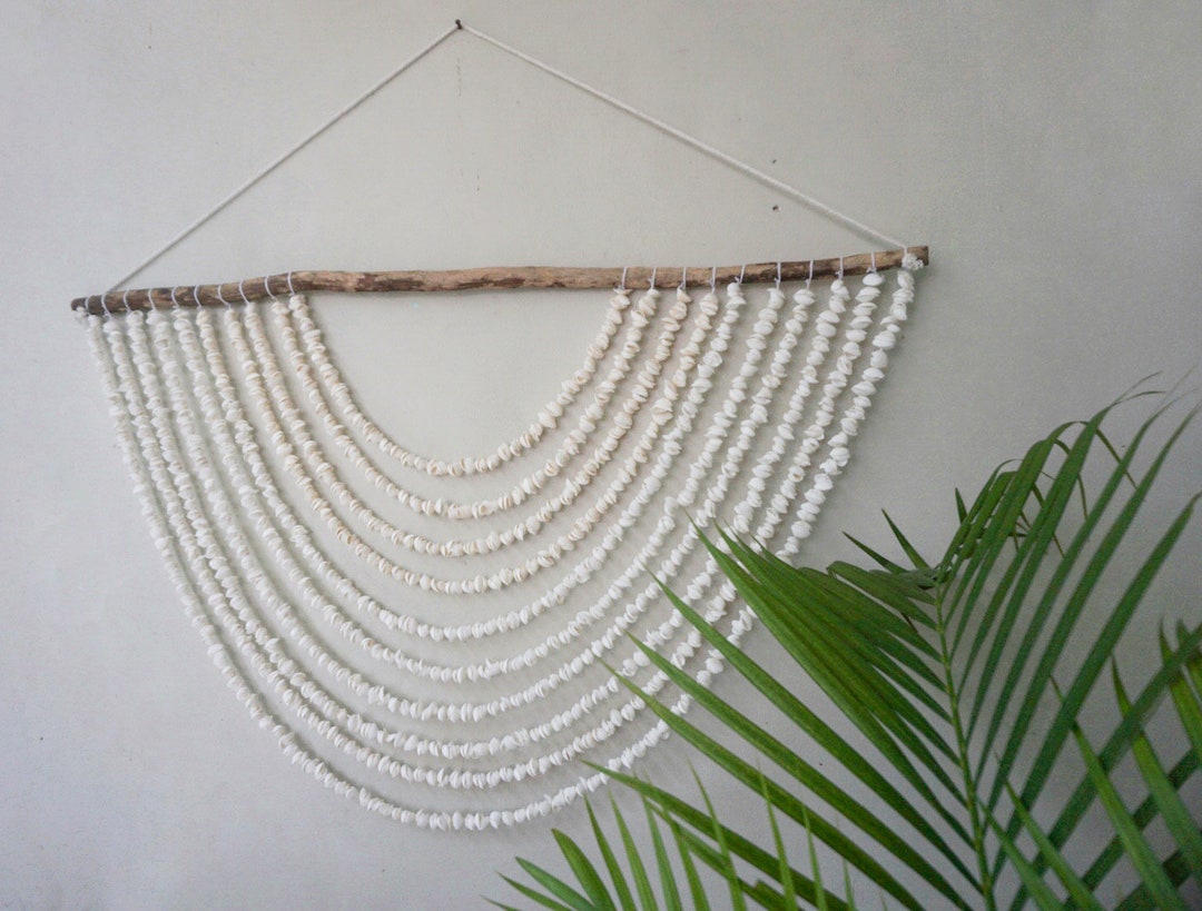 Large White Shell Wall Hanging Decor, Boho Beach House Art, Seashell ...