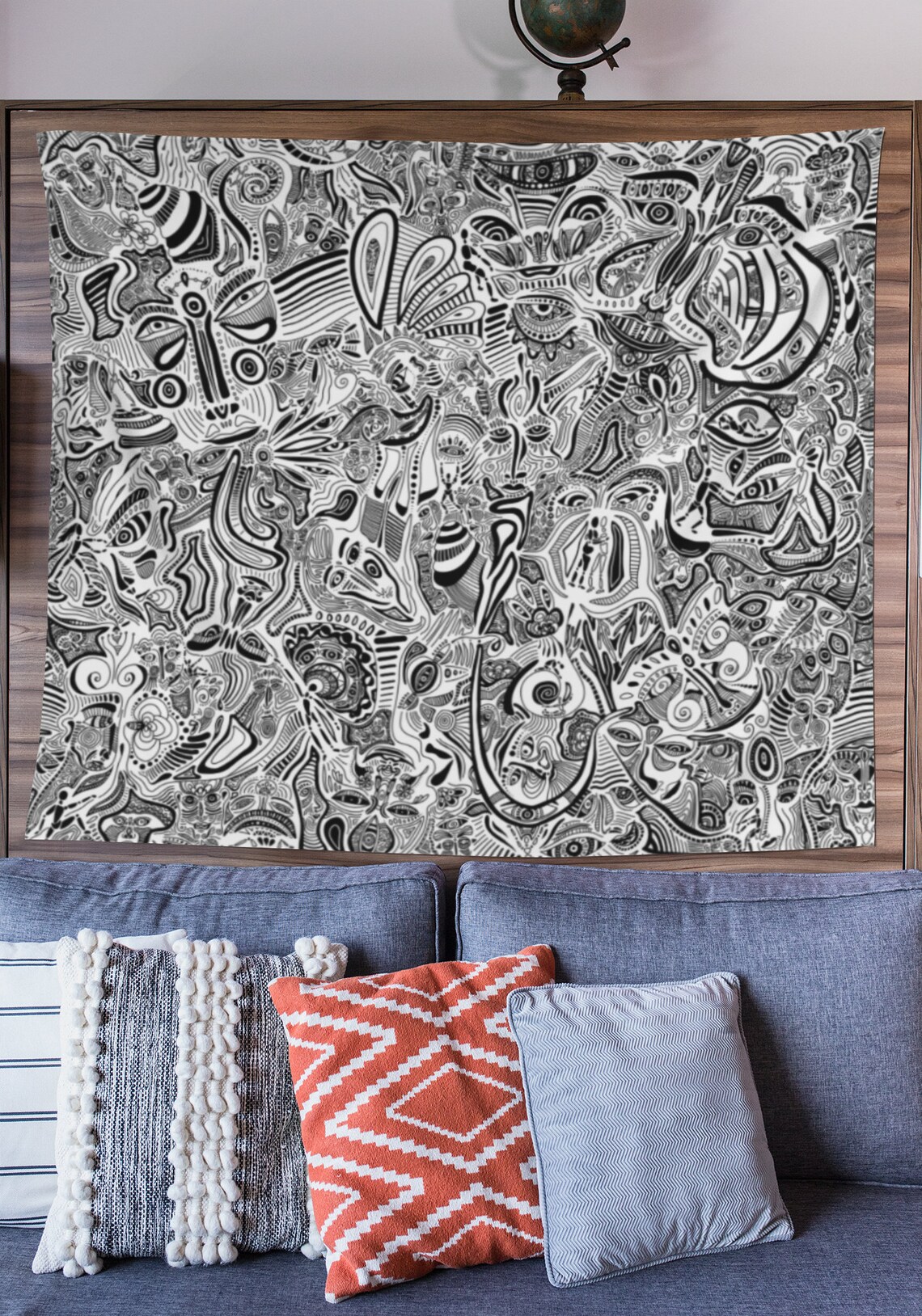 Abstract Art Tapestry Abstract Line Tapestry Abstract Black - Etsy