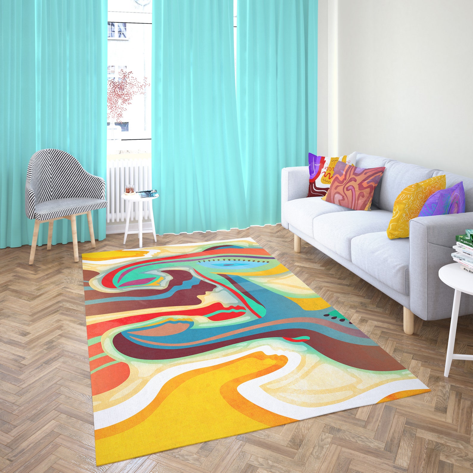 Artsy Rug Trippy Rug Funky Rug Cool Rugs Fun Rugs Colorful Rug - Etsy