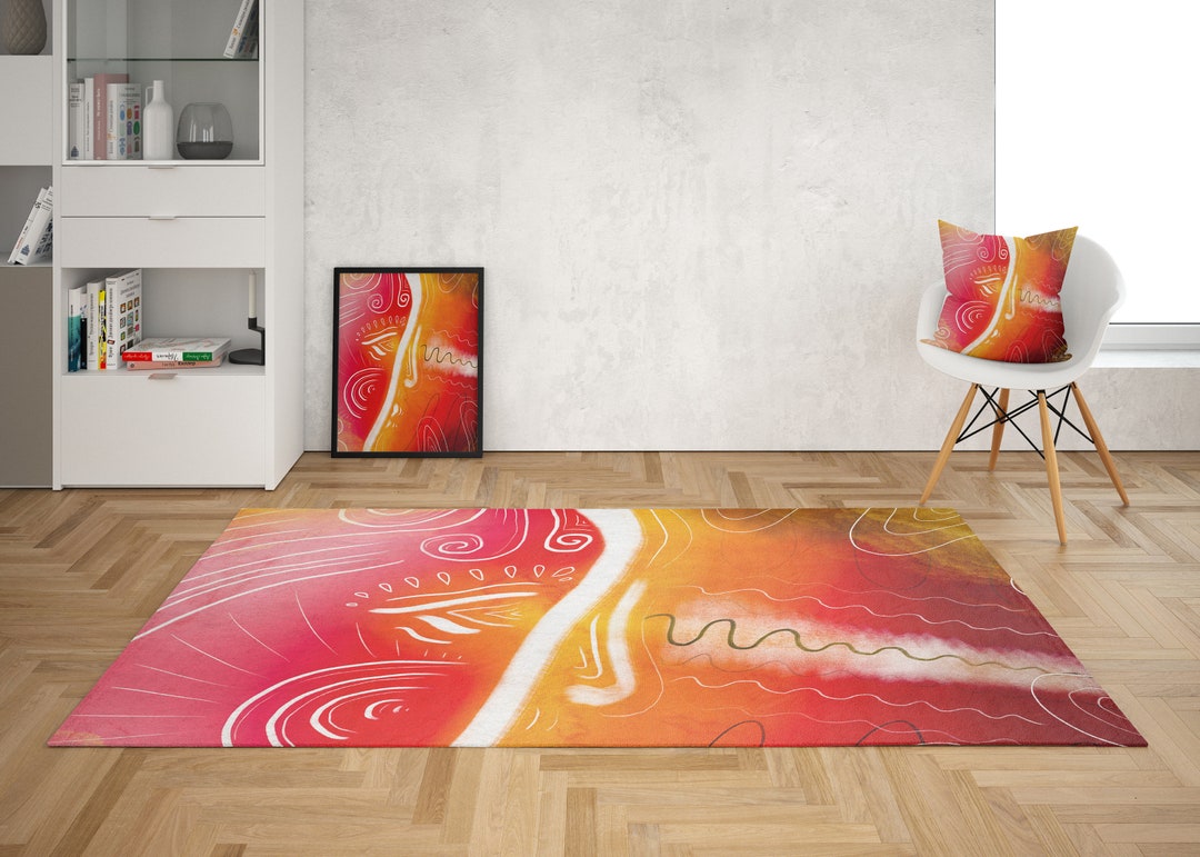 Artsy Rug Trippy Rug Funky Rug Cool Rugs Fun Rugs Red Rug 4x6 ...
