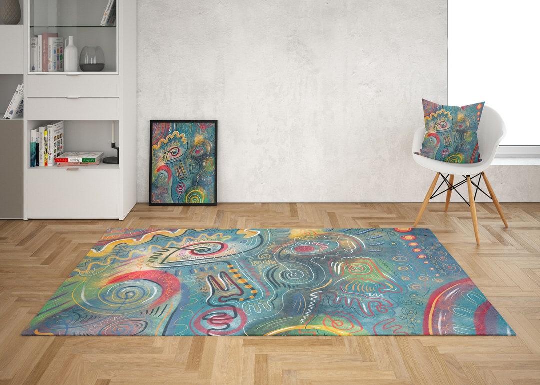 Artsy Rug Face Rug Trippy Rug Funky Rug Cool Rugs Fun Rugs Colorful Rug ...