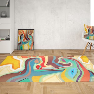 Artsy Rug Trippy Rug Funky Rug Cool Rugs Fun Rugs Colorful Rug - Etsy