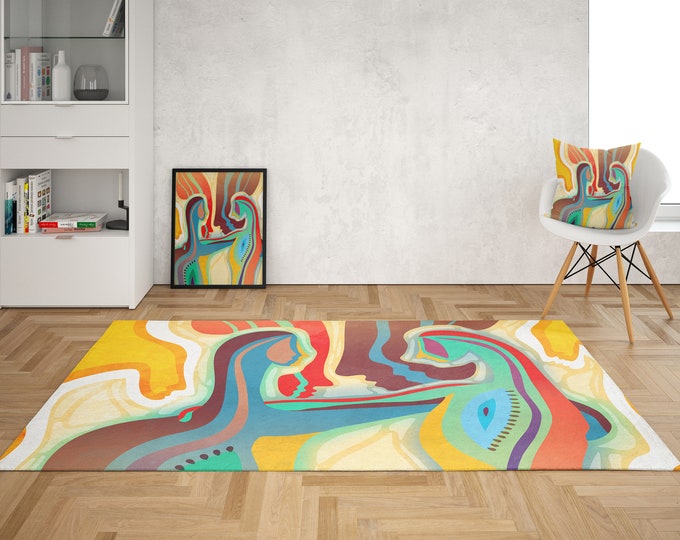 Artsy Rug Trippy Rug Funky Rug Cool Rugs Fun Rugs Colorful Rug 4x6 ...