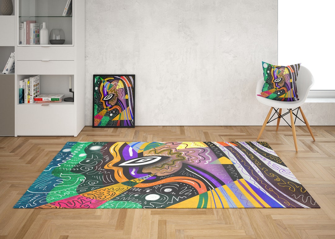 Artsy Rug Trippy Rug Funky Rug Cool Rugs Fun Rugs Colorful Rug 4x6 ...