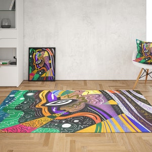 Artsy Rug Trippy Rug Funky Rug Cool Rugs Fun Rugs Colorful Rug 4x6 ...