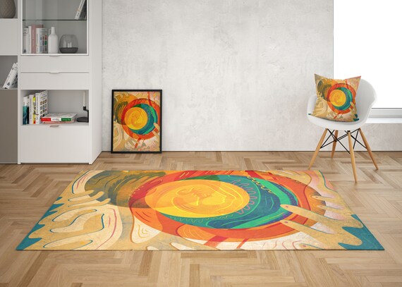 Artsy Rug Trippy Rug Funky Rug Cool Rugs Fun Rugs Colorful Rug - Etsy