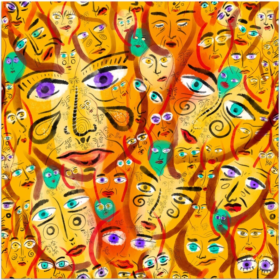 Face Art Print, Abstract Faces Wall Art, Artistic Wall Art, Artsy Home ...