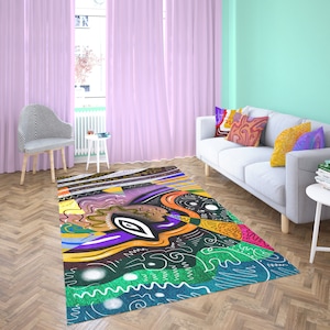 Artsy Rug Trippy Rug Funky Rug Cool Rugs Fun Rugs Colorful Rug 4x6 ...