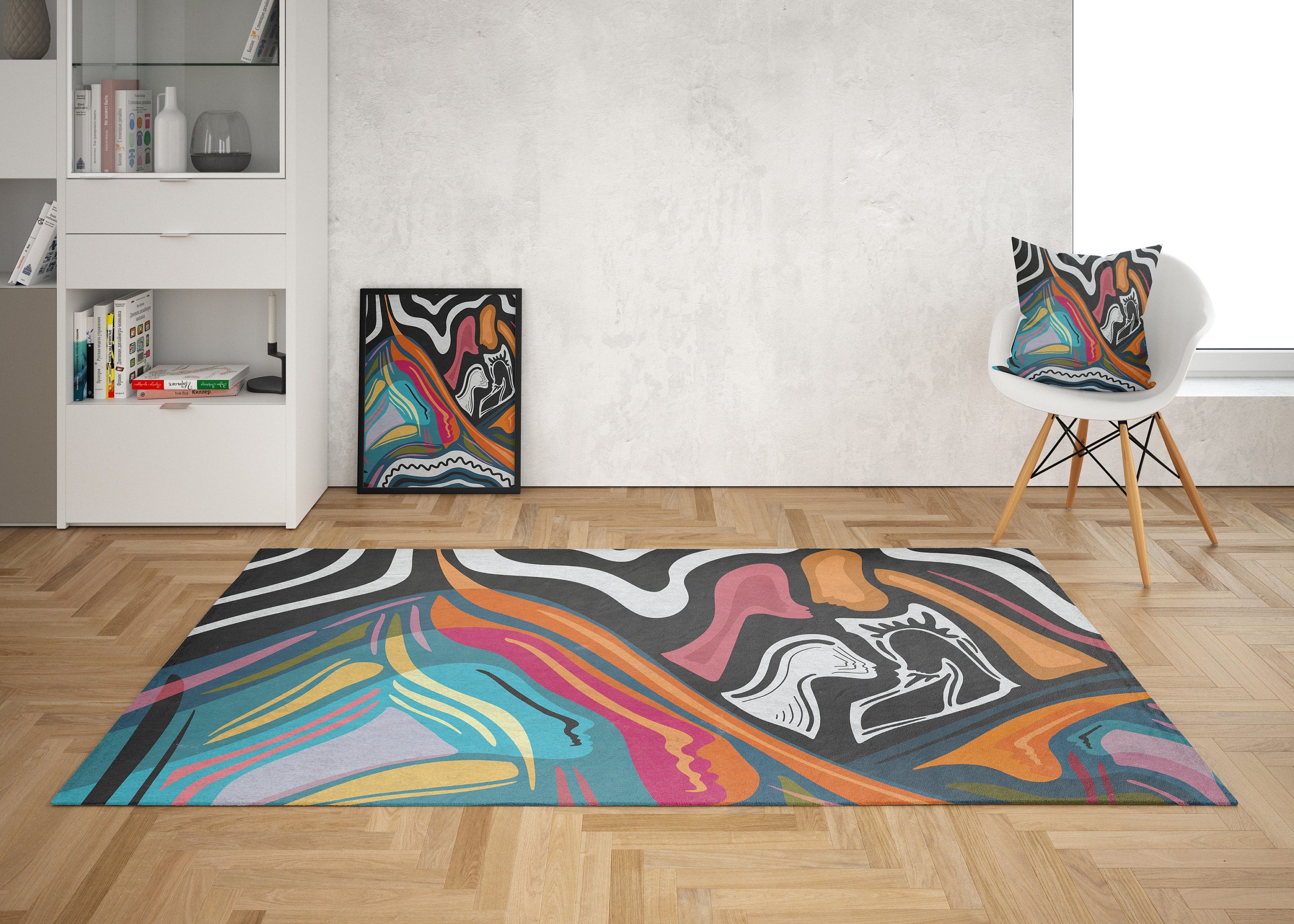 Artsy Rug Trippy Rug Funky Rug Cool Rugs Fun Rugs Colorful Rug - Etsy