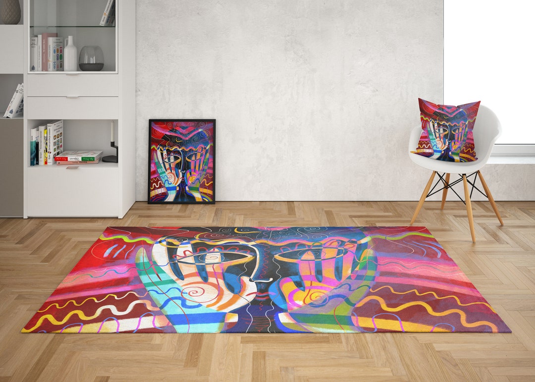 Artsy Rug Trippy Rug Funky Rug Cool Rugs Fun Rugs Colorful Rug - Etsy