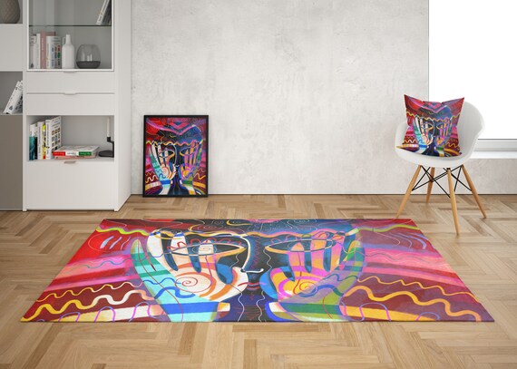 Artsy Rug Trippy Rug Funky Rug Cool Rugs Fun Rugs Colorful Rug - Etsy