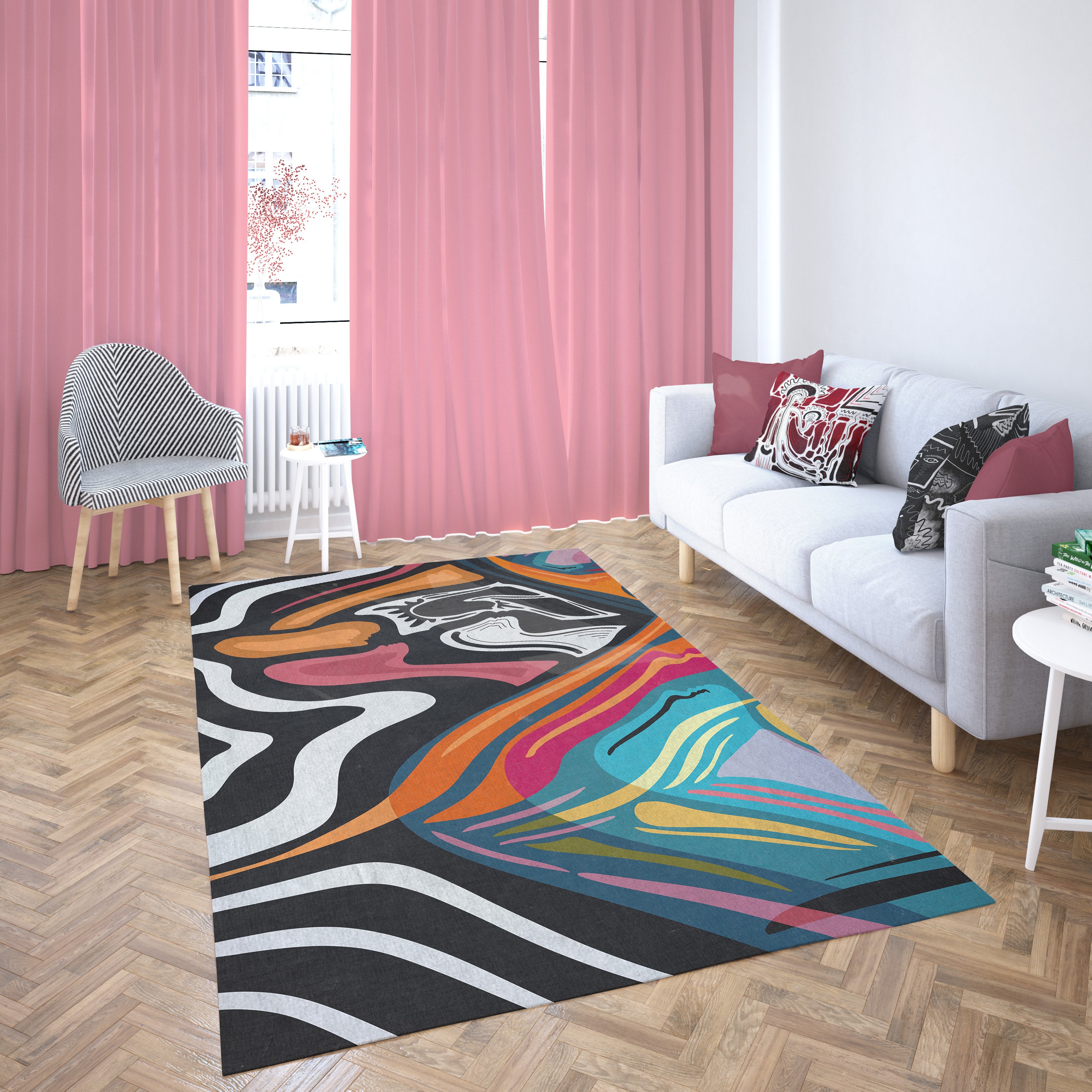 Artsy Rug Trippy Rug Funky Rug Cool Rugs Fun Rugs Colorful Rug - Etsy