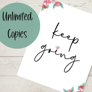 Motivational Wall Art, Keep Going, Printable, Digital Download - Etsy