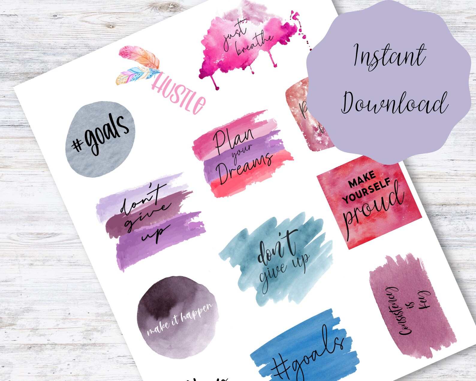 Printable Stickers, Motivational Stickers, Printable Sticker Sheet ...