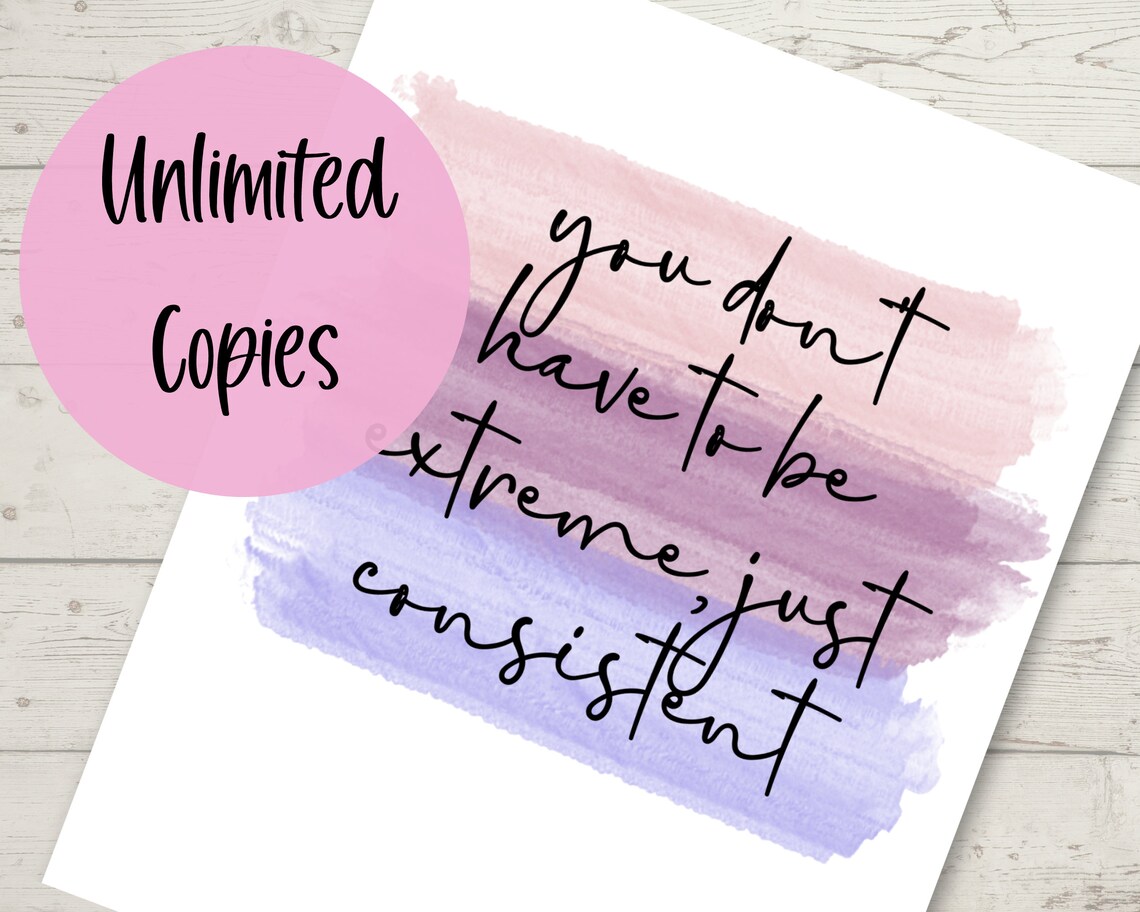 Consistency Wall Art, Printable Wall Art, Motivational Wall Art, Purple ...