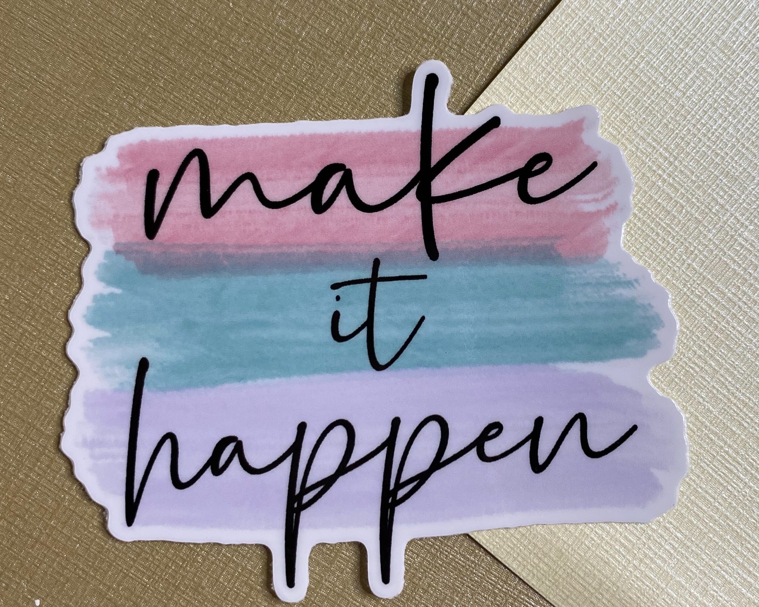 Make It Happen, Vinyl, Die Cut, Flower, Motivational Sticker, Planner ...