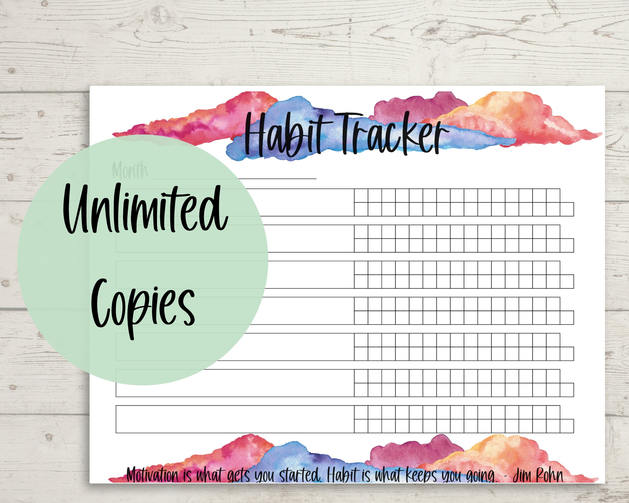 Printable Habit Tracker, Planner Pages, Habit Tracker, Colorful Tracker ...
