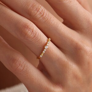 14k Minimalist Engagement Ring, Moissanite Wedding Ring Solid Gold, Dainty Moissanite Promise ...