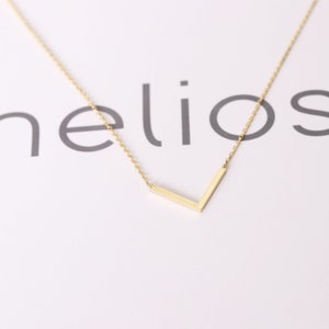14k Gold V Shape Necklace, Triangle Chevron Jewelry, Gold V Necklace ...