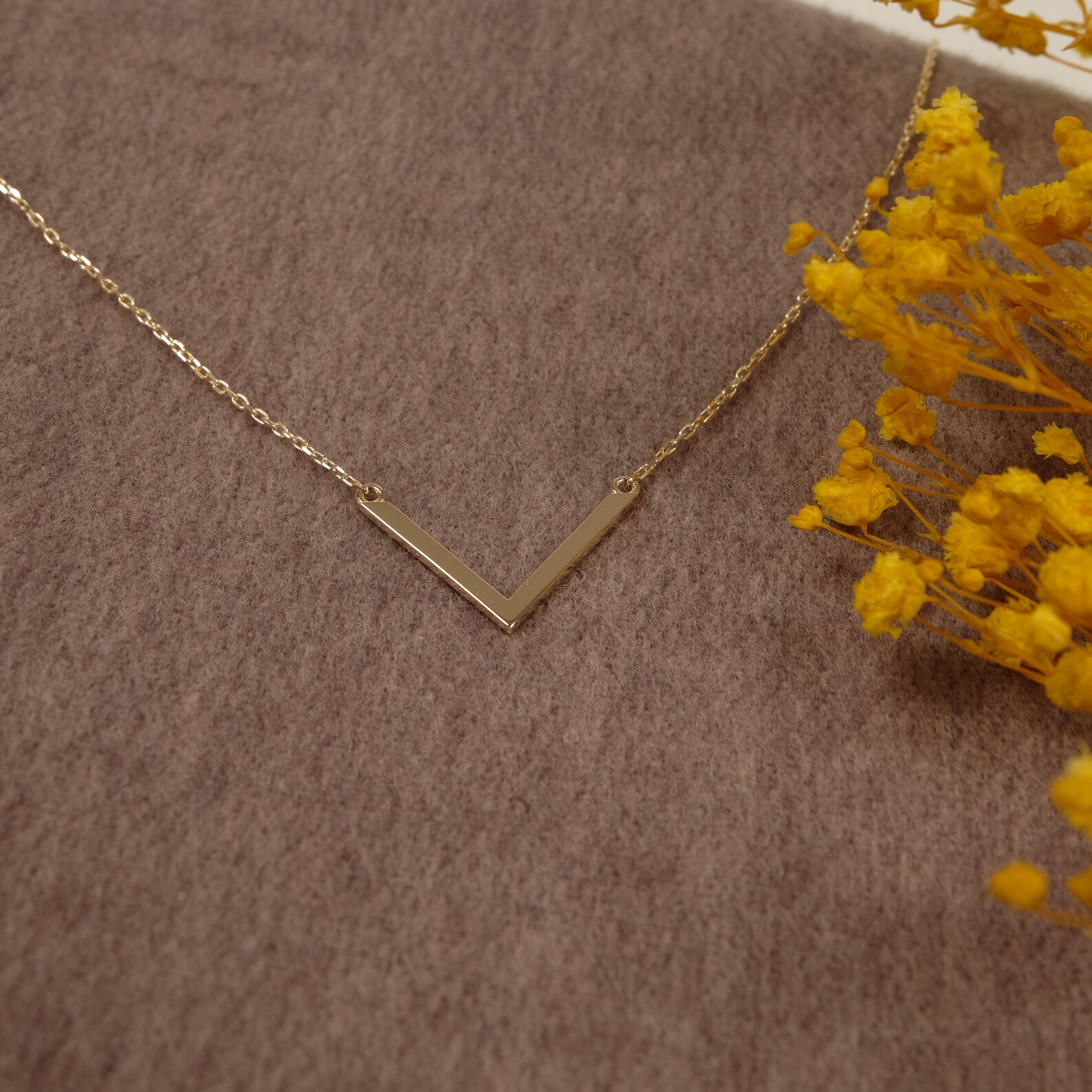 14k Gold V Shape Necklace Triangle Chevron Jewelry Gold V - Etsy