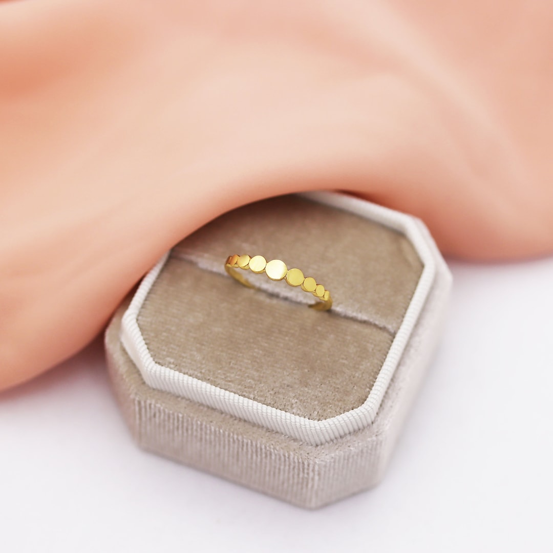 Dainty Solid Gold Dot Ring - Minimalist Stacking Band for Women - Etsy UK