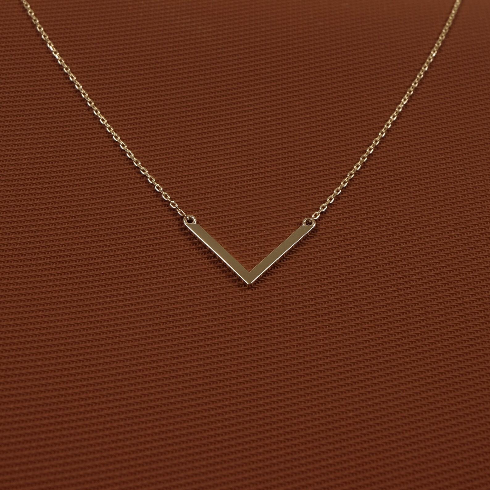 14k Gold V Shape Necklace Triangle Chevron Jewelry Gold V - Etsy
