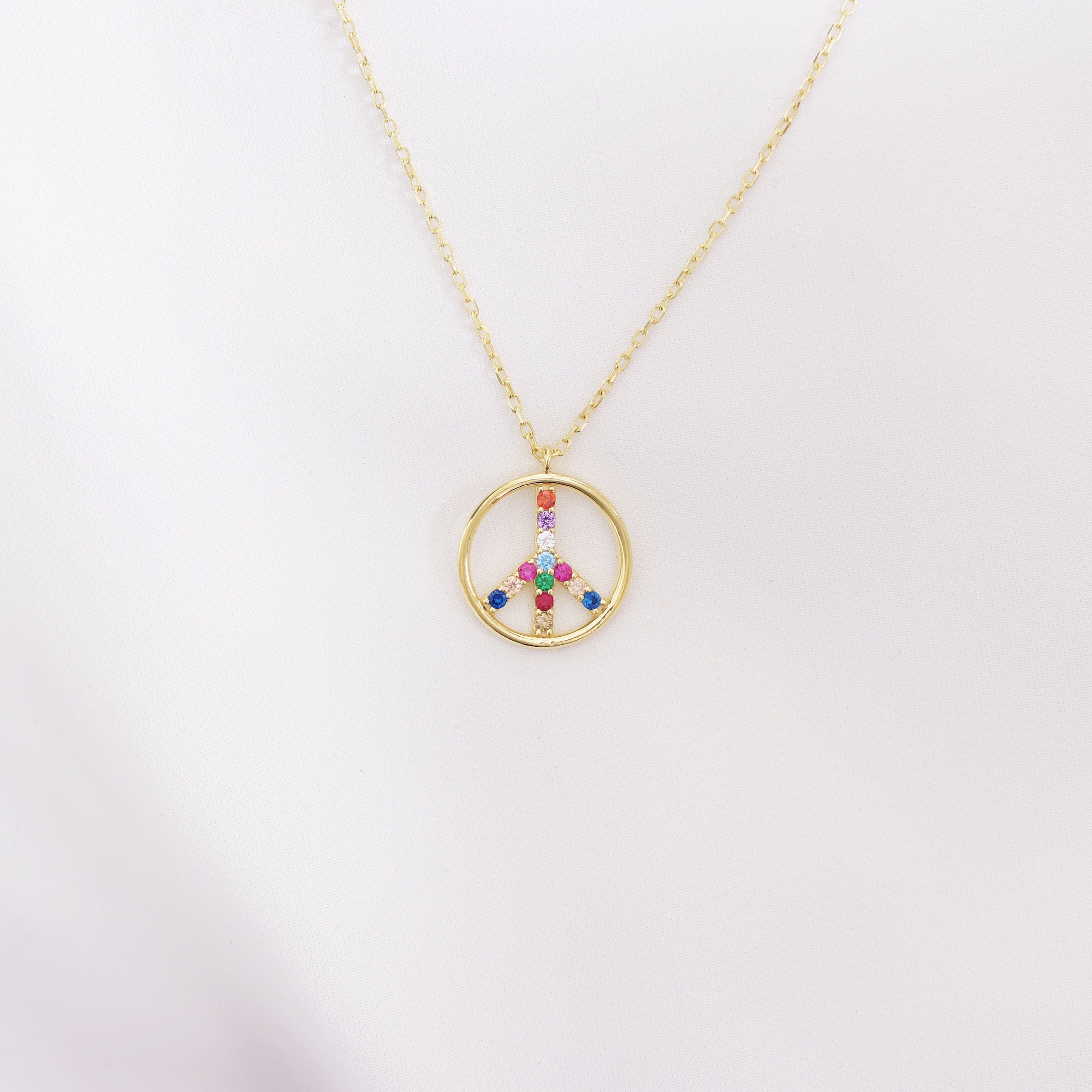 14k Gold Lgbt Peace Necklace Solid Gold Transgender Pendant - Etsy