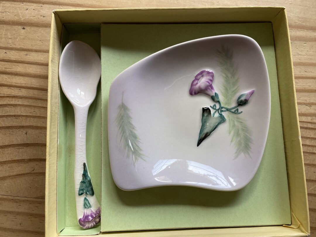 1930's Carlton Ware Hand Painted Jam Dish and Tiny Spoon - Etsy