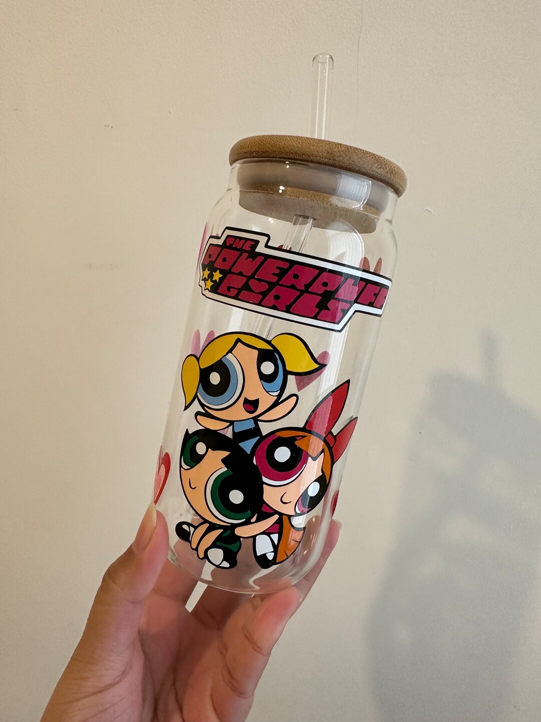 550ml Powerpuff Girls Inspired Glass Cold Coffee Cup Drinkware Beverage ...