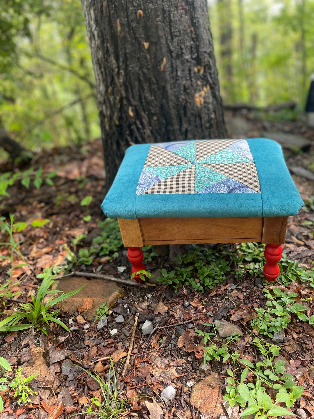 Vintage Patchwork Padded Treasure Box/ Footstool - Etsy
