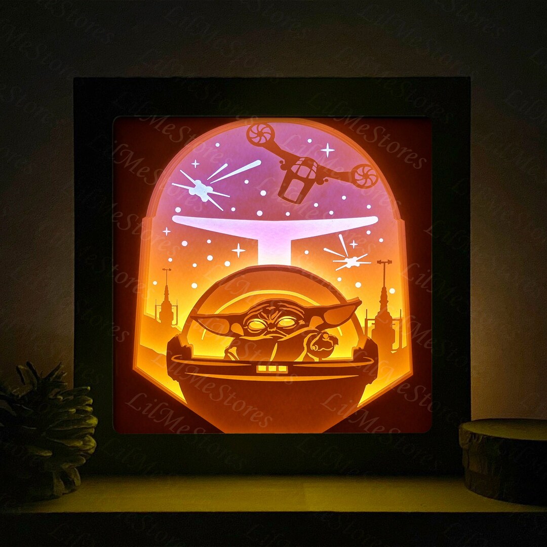 Space Travel Square Paper Cut Light Box Template 3D Shadow - Etsy