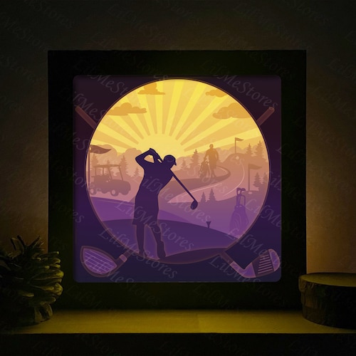Golf Shadow Box Svg PDF PNG Paper Cutting Instant Download - Etsy