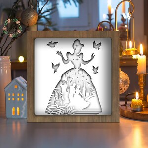 Cinderella 4 Square 3D Paper Cut Light Box, Shadow Box, Night Light ...