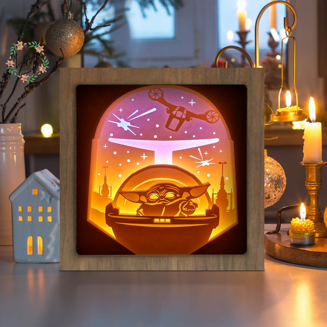 Space Travel Square 3D Paper Cut Light Box, Papercut Lightbox, Shadow ...