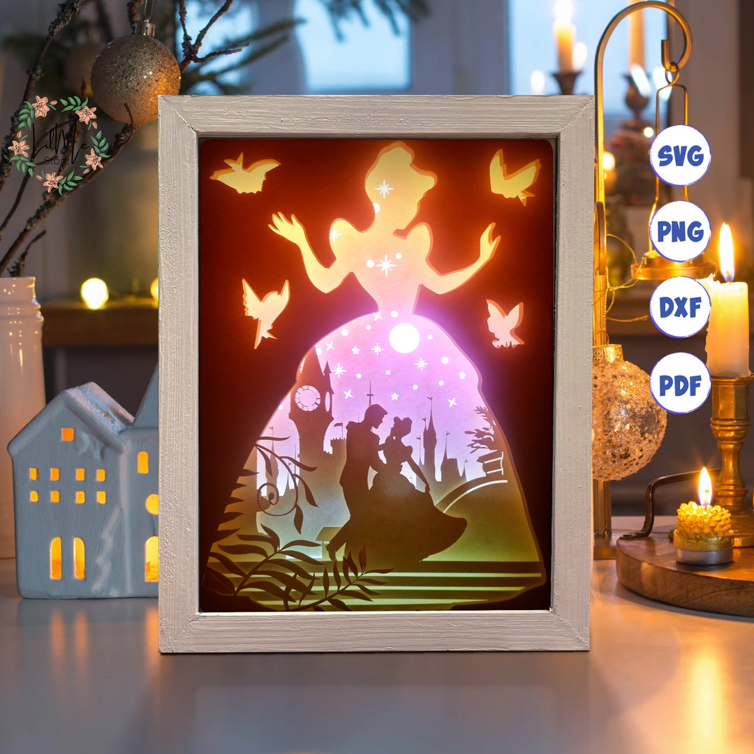 3D Princess Shadow Box SVG: Layered Paper Cut Template (digital ...