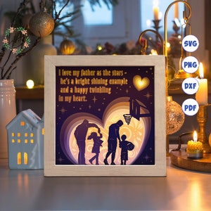 Happy Father's Day 7 Paper Cut Light Box Template, 3D Shadow Box SVG ...