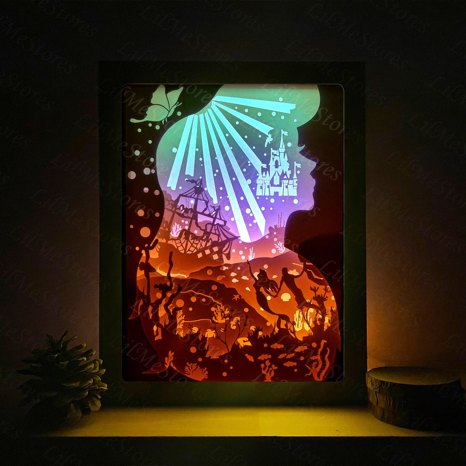 Ocean 7 Paper Cut Light Box Template 3D Papercut Lightbox Svg - Etsy